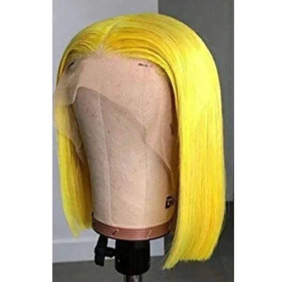 Hair | Yellow Hd Lace Frontal Bob Wigs Human Hair 18 Density | Poshmark